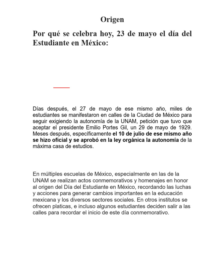 Día del Estudiante en México: Origen y Celebración | PDF