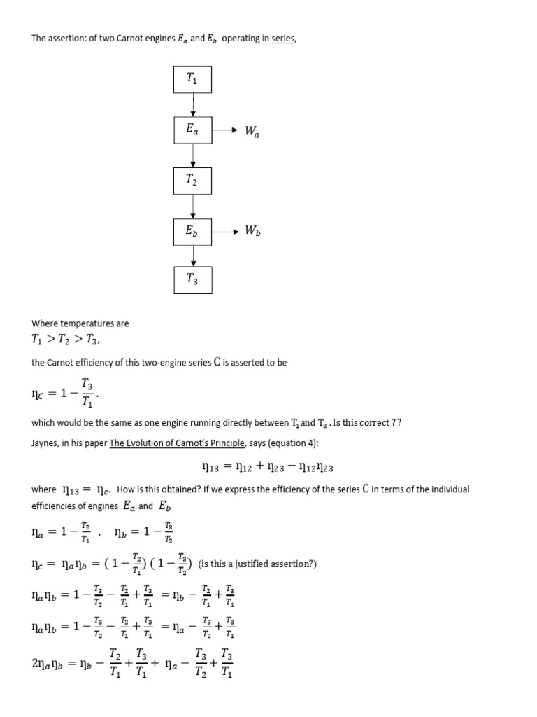 Efficiency of Two Carnot Engines in Series | PDF