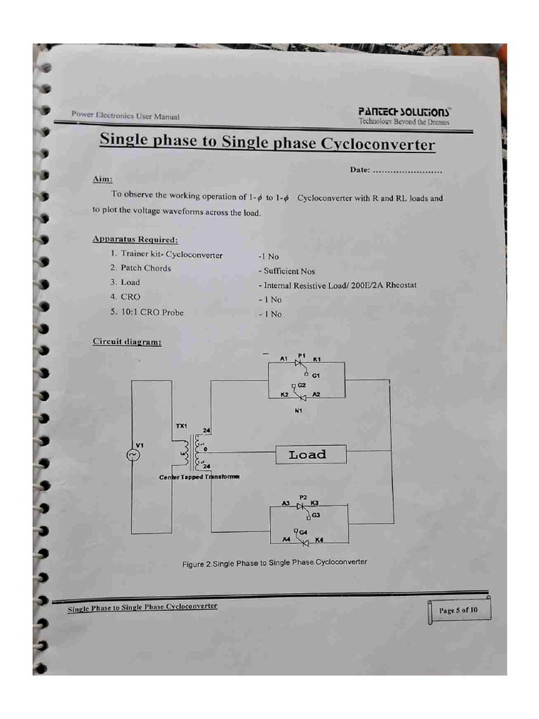 Cycloconverters Experiment. Power Electronics Lab | PDF
