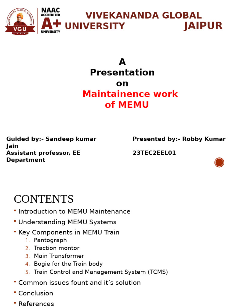Maintainance of MEMU Train | PDF | Electric Motor | Train