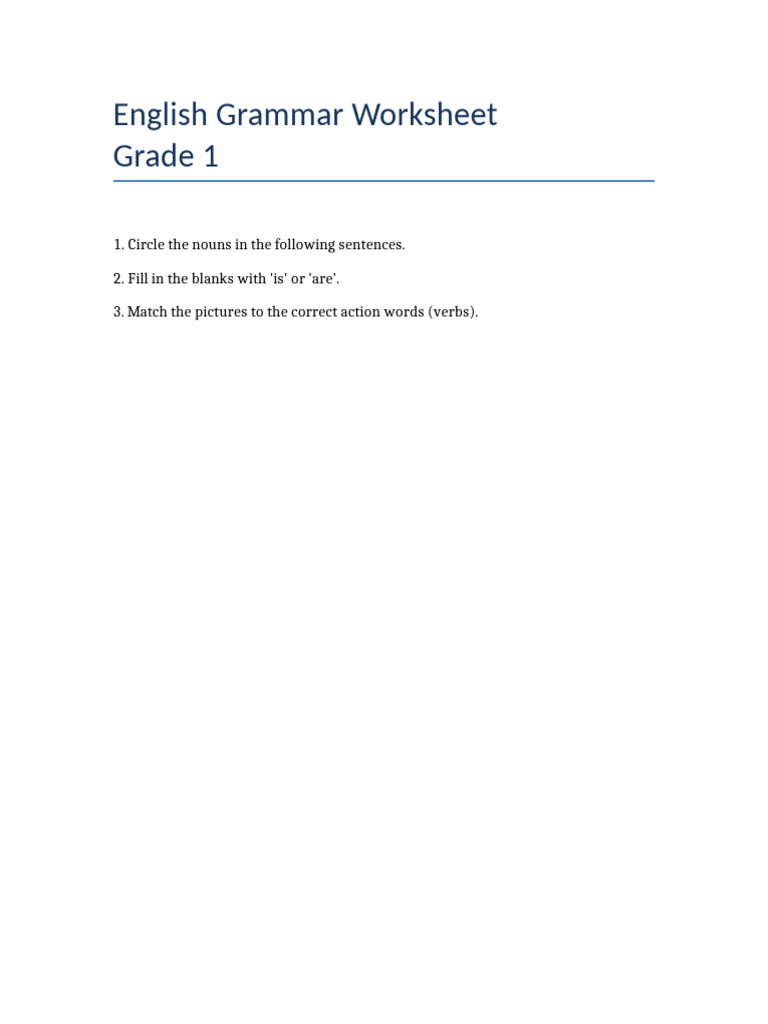 Grammar Worksheet Grade 1 | PDF