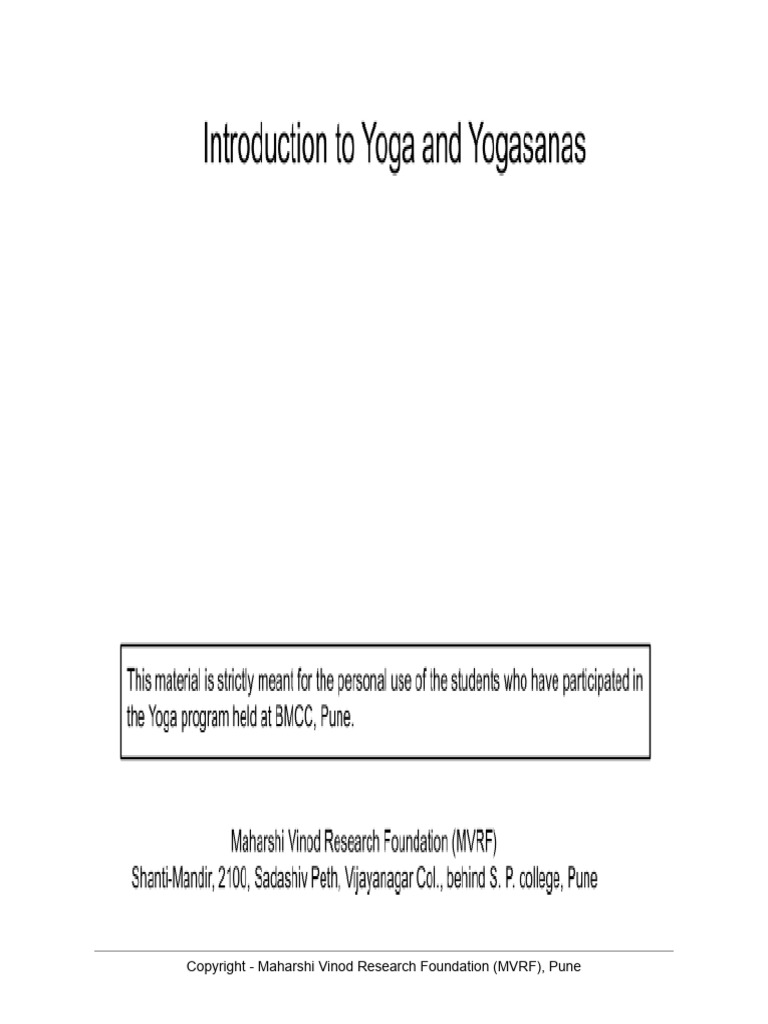 Introduction To Yoga and Yoga-Asanas | PDF | Asana | Yoga