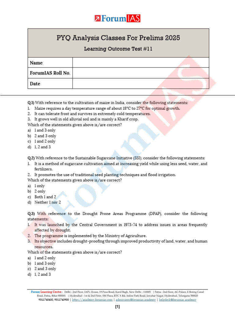 PYQ 2025 Geo Lot 11 QP | PDF | Tide | Earth Sciences