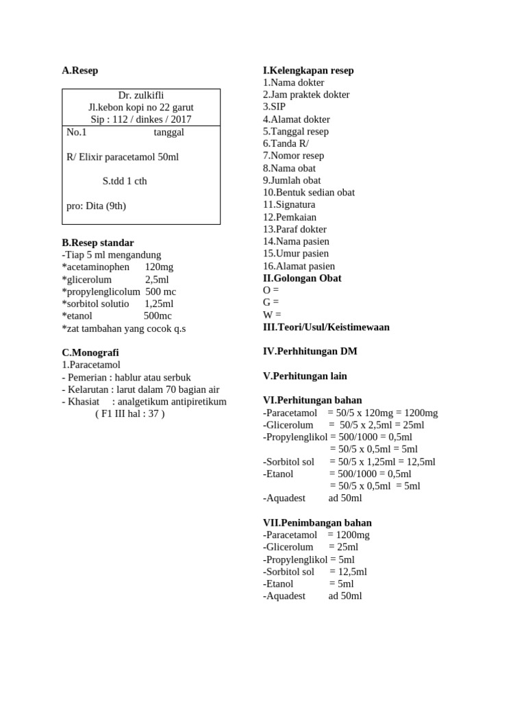 Resep Obat dan Pembuatan Formulasi | PDF