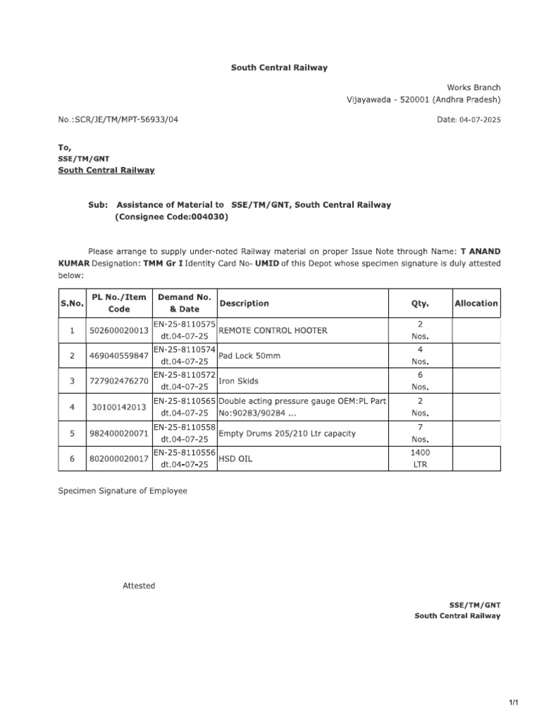 Material Requisition of MPT 56933 | PDF