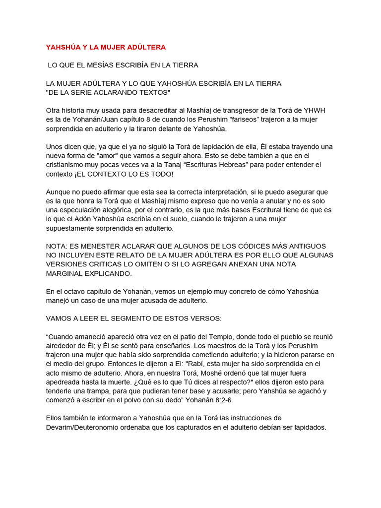 Yahshúa y La Mujer Adúltera | PDF