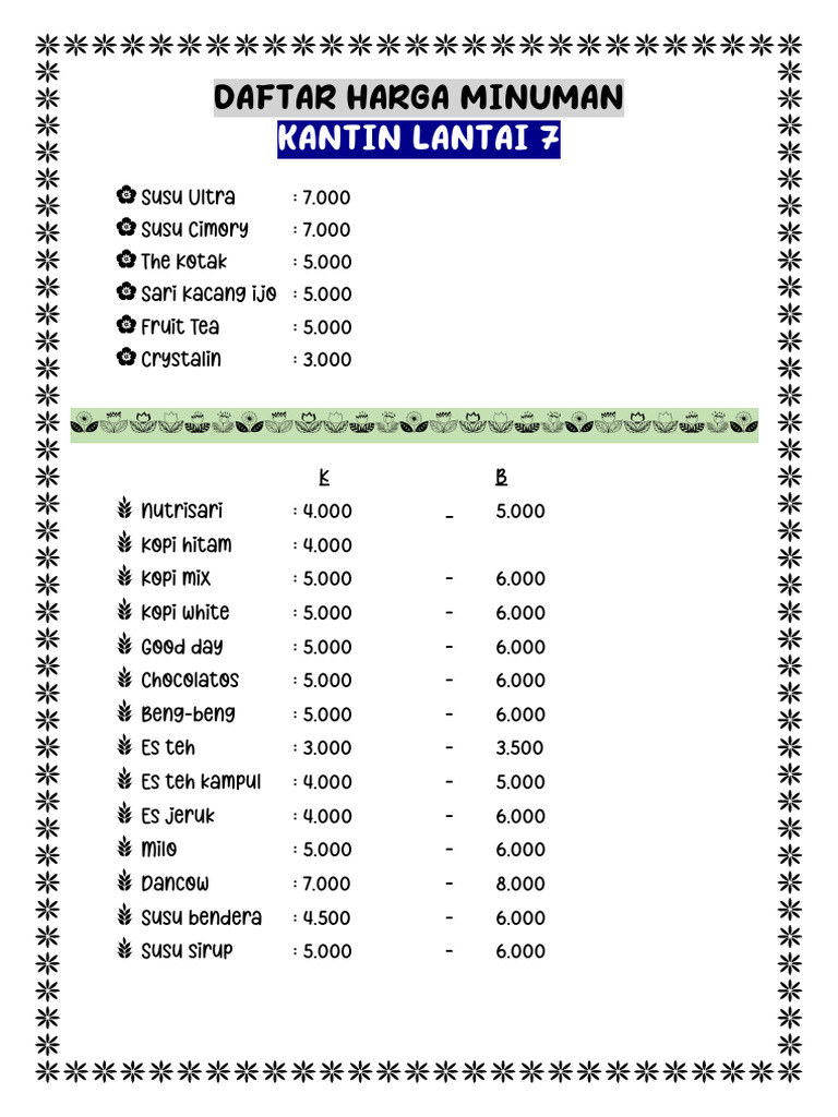 Daftar Harga Minuman | PDF