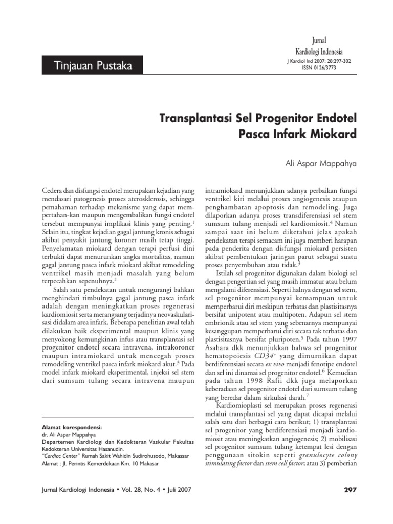 Transplantasi Sel Progenitor Endotel | PDF