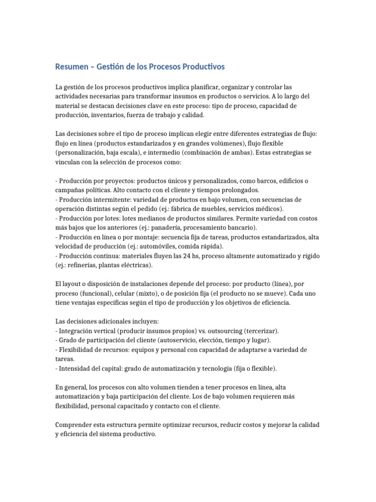 Resumen Procesos Desarrollado | PDF