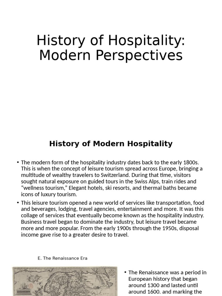 Evolution of Hospitality Through Eras | PDF | Restaurants | Energy ...