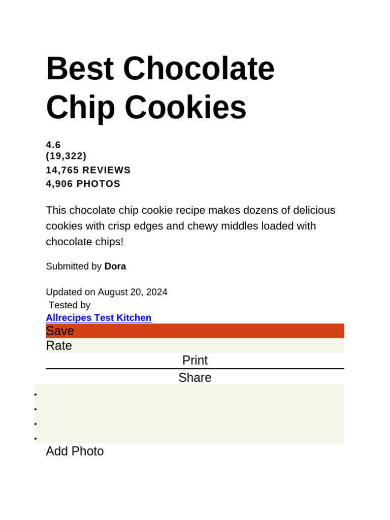 Best Chocolate Chip Cookies | PDF | Chocolate | Foods