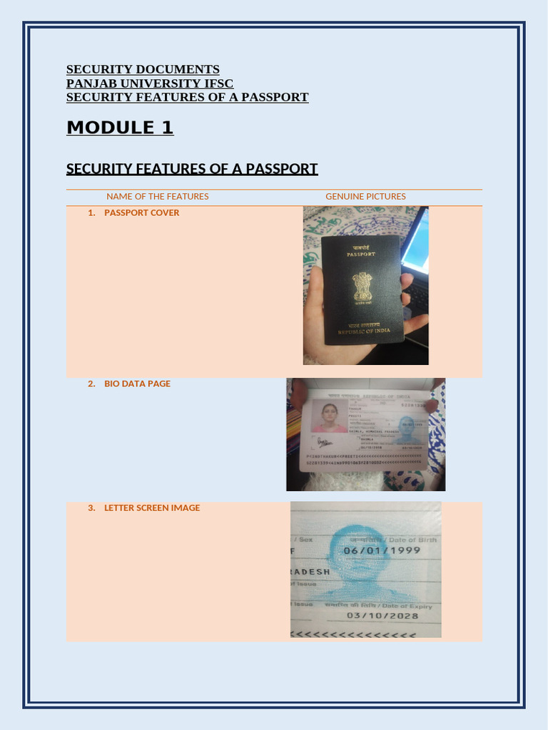 Security Features of A PASSPORT | PDF