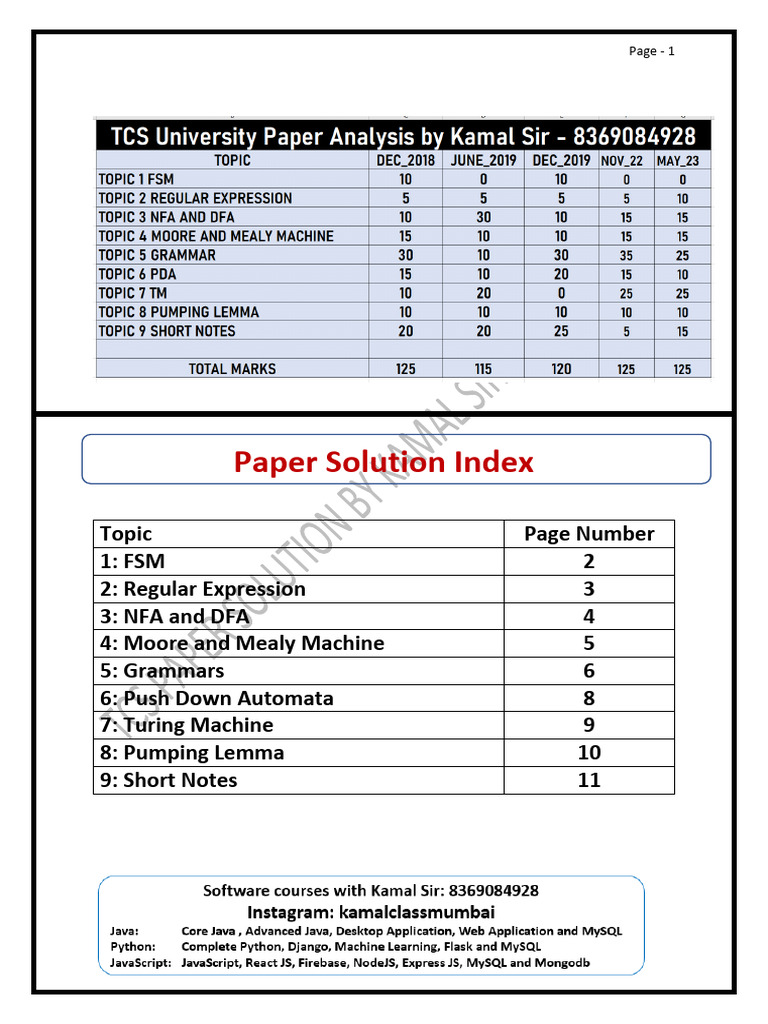 Tcs Paper Solutions by Kamal Sir 8369084928 - 2023 v1 | PDF | Regular Expression | Models Of ...