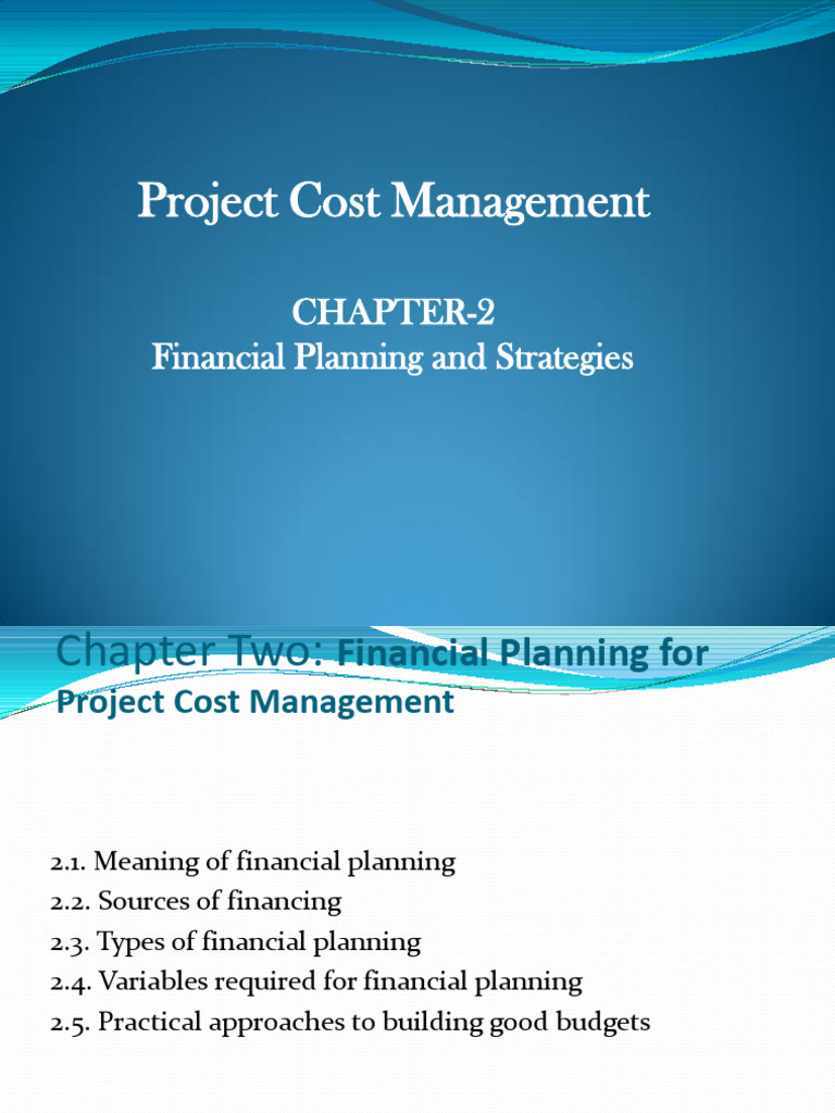 Chapter 2 Financing Planning of Project Costs Management | PDF ...