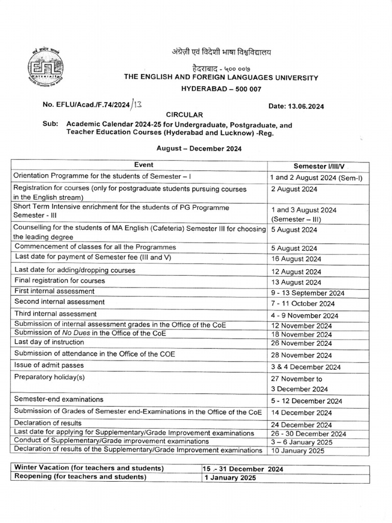 Academic Calendar 2024-25 | PDF | Academia | Educational Stages