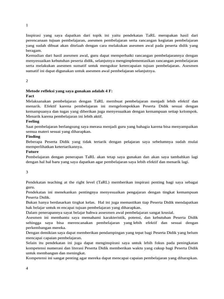Refleksi Modul TaRL Topik 3 Modul 1 | PDF