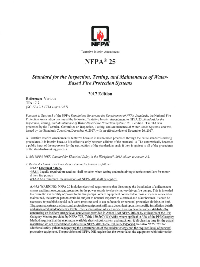 Nfpa 25 Tia | PDF