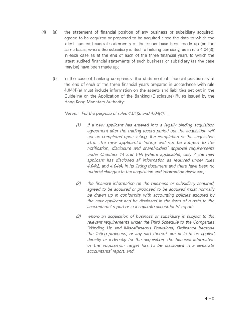 Listing Rules Page 101-200 | PDF | Mergers And Acquisitions | Balance Sheet