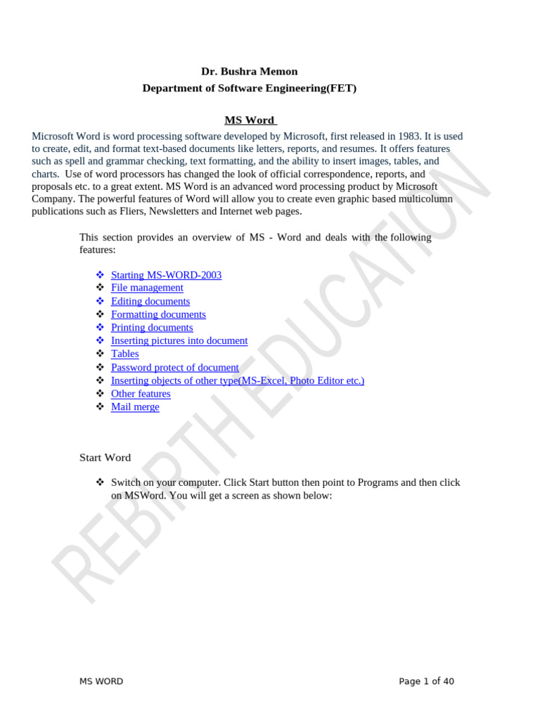 Introducation To Microsoft Word | PDF | Cursor (User Interface) | Microsoft Word