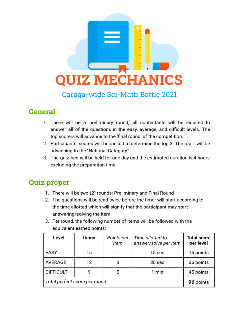 Sci Math Battle Quiz Mechanics | PDF