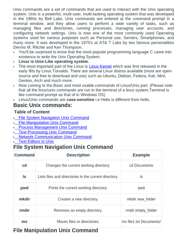Essential Unix/Linux Commands Guide | PDF | Linux | Unix