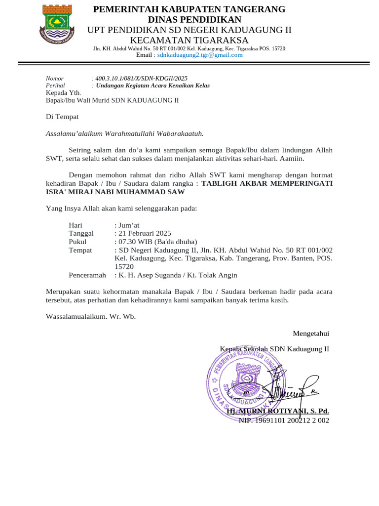 Surat Undangan Hadir Isra Miraj | PDF