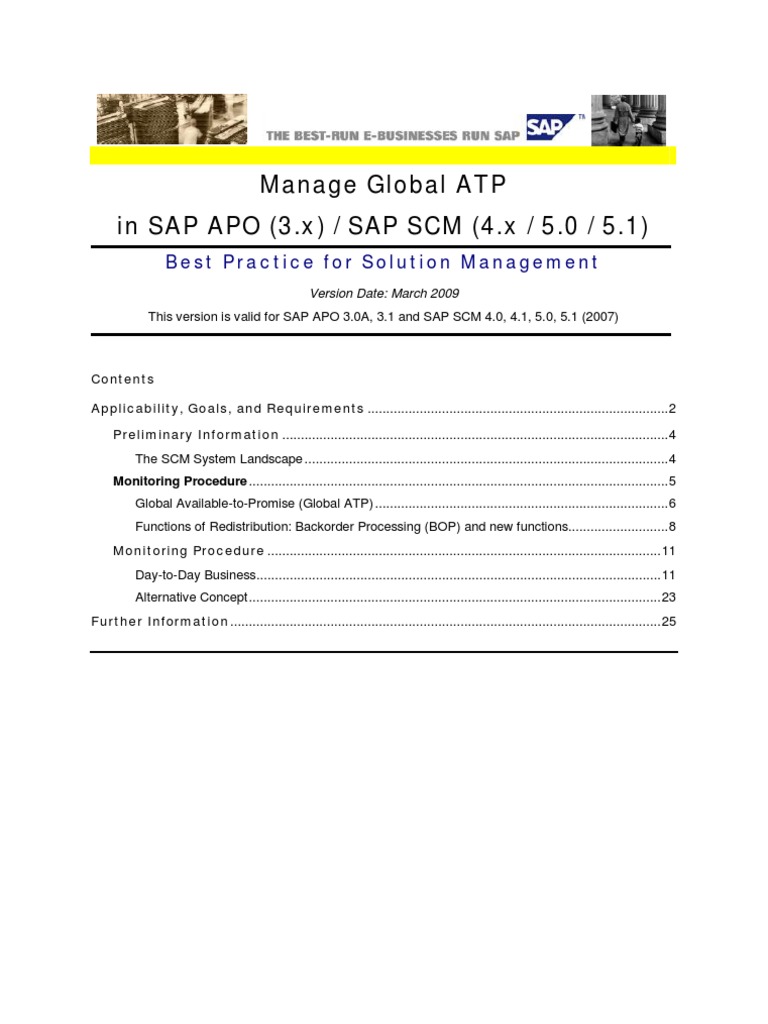 Manage Global Atp in Sap Apo | PDF | Business Process | Supply Chain Management