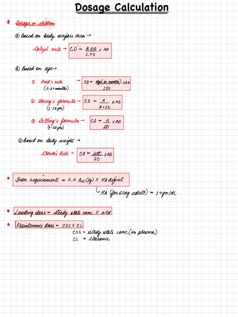 Pharma - Dosage Calculation | PDF | Drugs | Pharmacology
