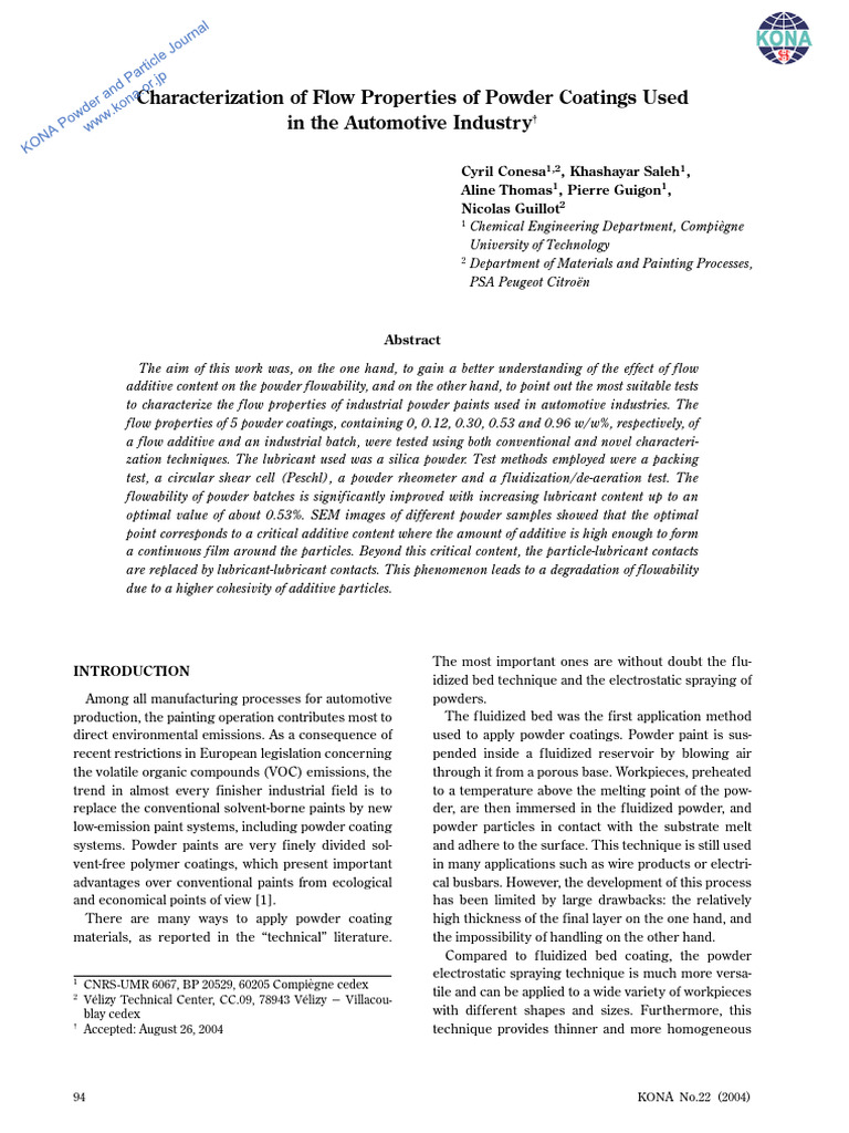 Powder Coating Flow Properties in Automotive | PDF | Density | Stress ...