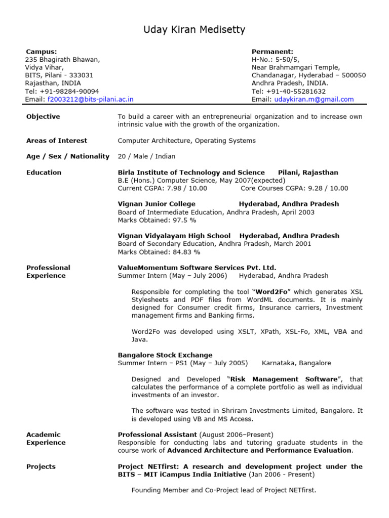 Uday Kiran Resume Aug15th Verdana 2page | PDF | Xslt | Computing