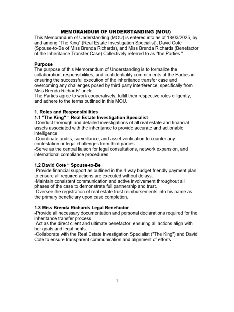 (MoU) MEMORURANDUM OF UNDERSTANDING | PDF | Memorandum Of Understanding ...