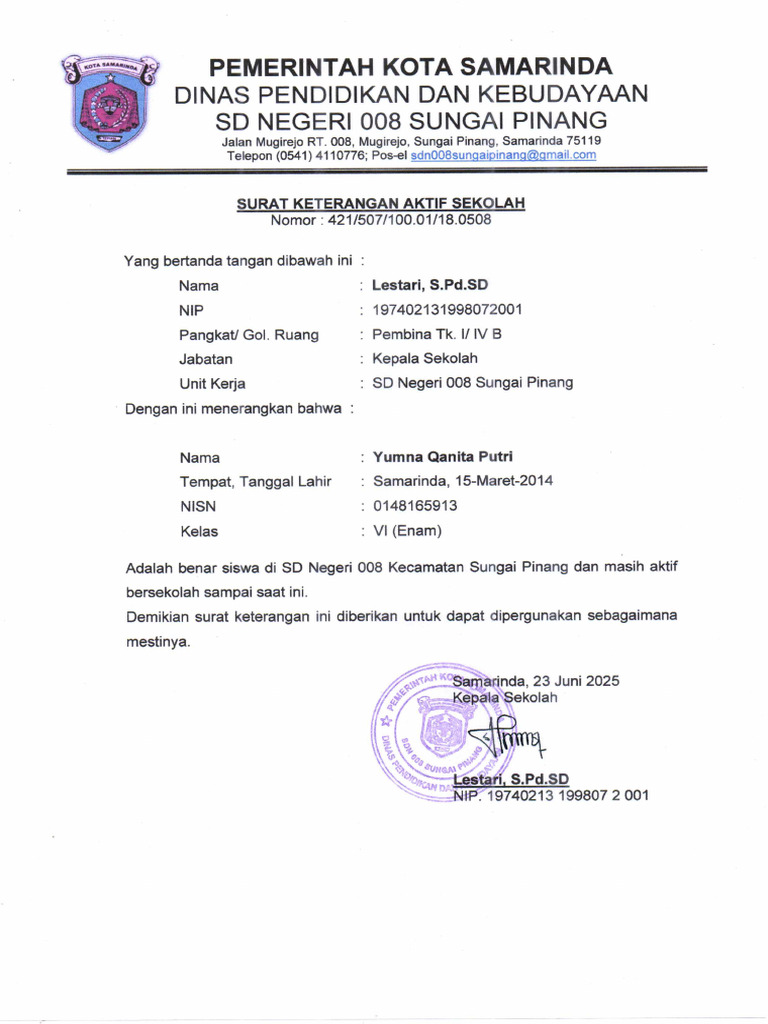 Surat Aktif Yumna | PDF