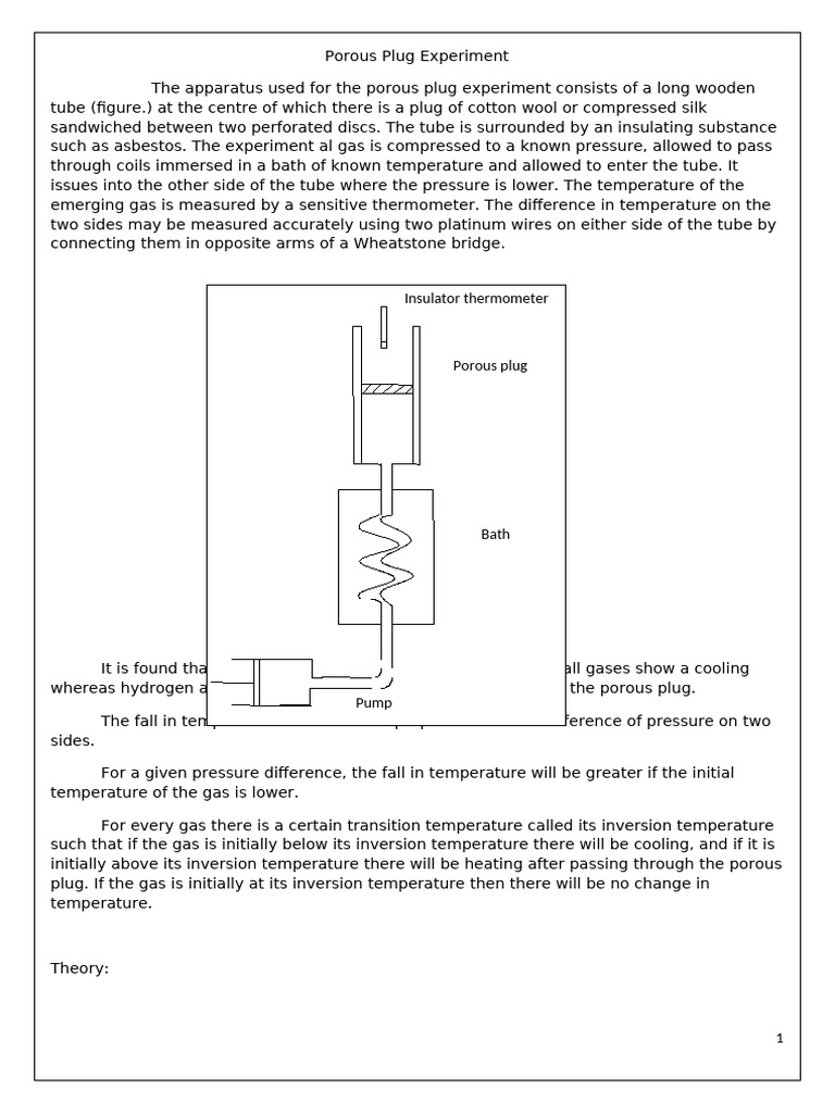 Porous Plug Experiment II Sem | PDF | Gases | Temperature