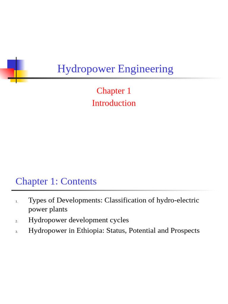 CH1 Introduction To HP | PDF | Hydroelectricity | Dam