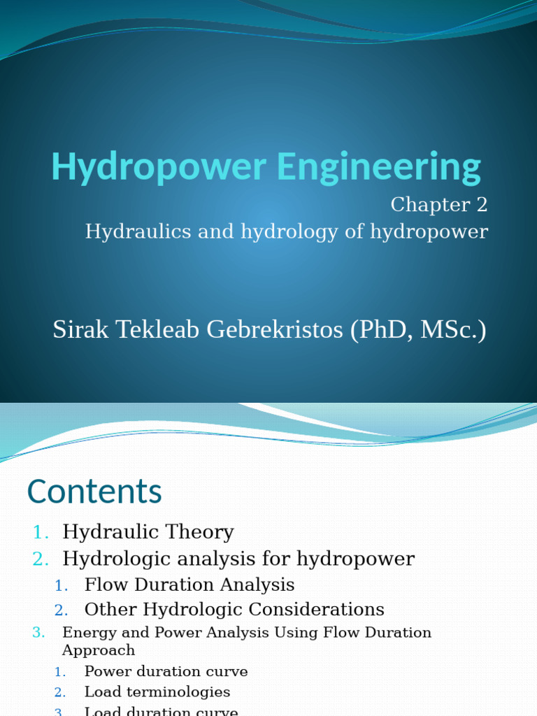 Hydropower Hydraulics and Hydrology Guide | PDF | Dam | Discharge ...