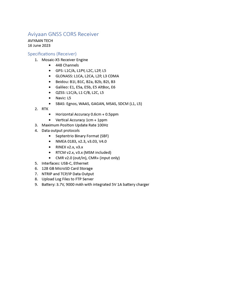 Aviyaan CORS Receiver | PDF | Wireless | Navigation