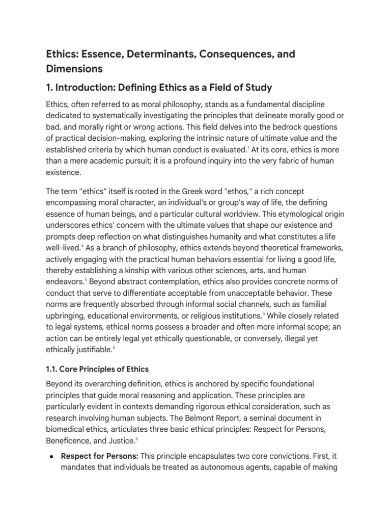 Ethics Essence, Determinants, Consequences, Dimensions Gemini Ai Deep ...
