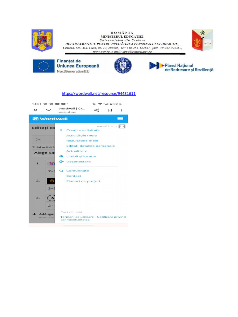 Wordwall Nitulescu Oana | PDF