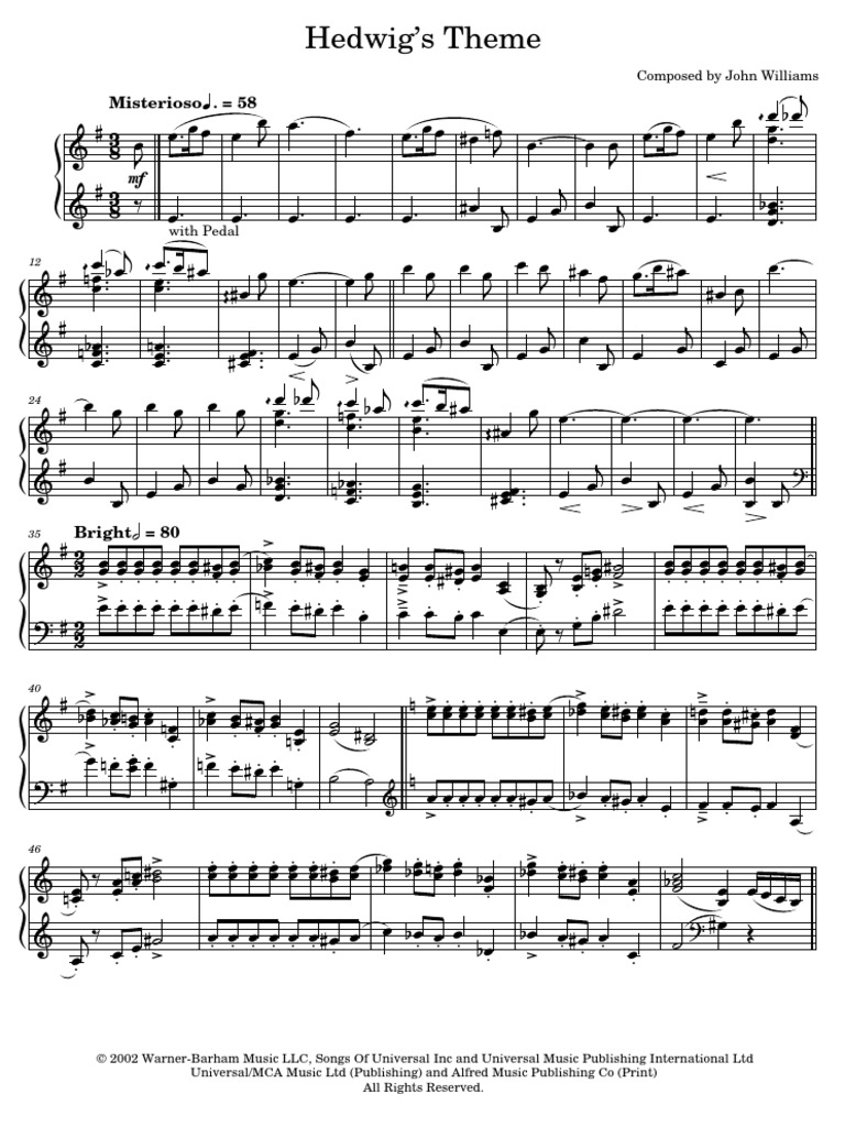 Amazing Hedwig S Theme Piano Sheet Music Pictures