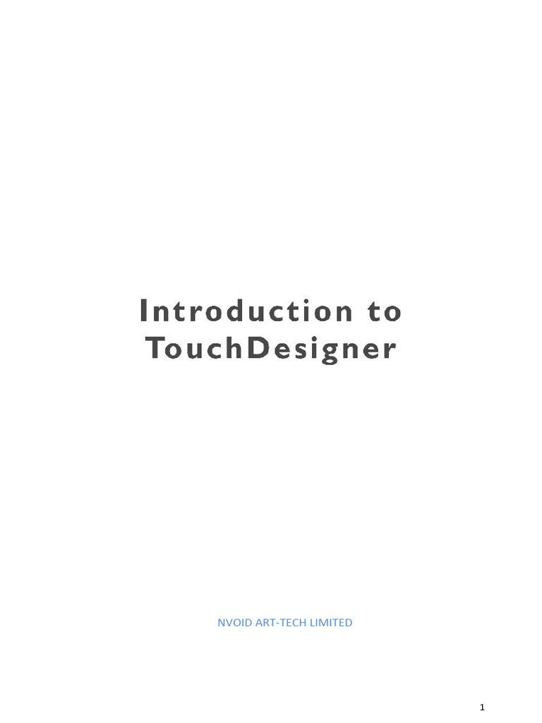 TouchDesigner 入门中文版 第一章 | PDF