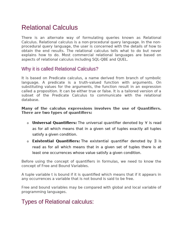 Relational Calculus Uml Class Diagram Pdf Relational Model Class Computer Programming