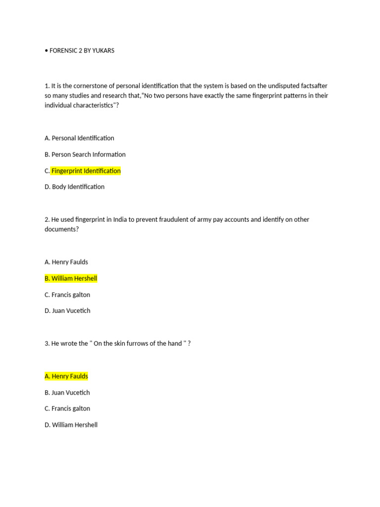 FORENSIC 2 BY Y WPS Office | PDF | Fingerprint | Forensic Science