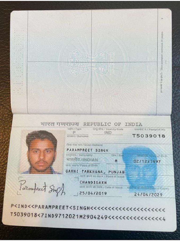 PARAMPREET SINGH Passport | PDF