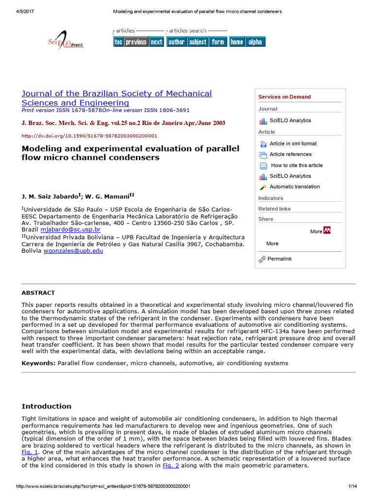 Modeling and Experimental Evaluation of Parallel Flow Micro Channel ...