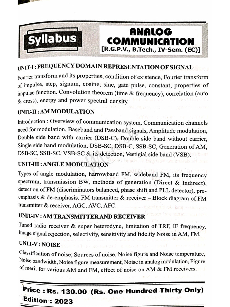 Analog Communications Shivani 2023 - Unit 1 & 2 | PDF