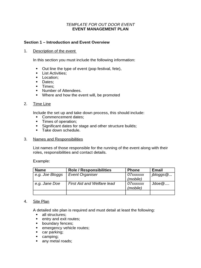 Outdoor Event Safety Management Plan | PDF | Waste | Sanitation