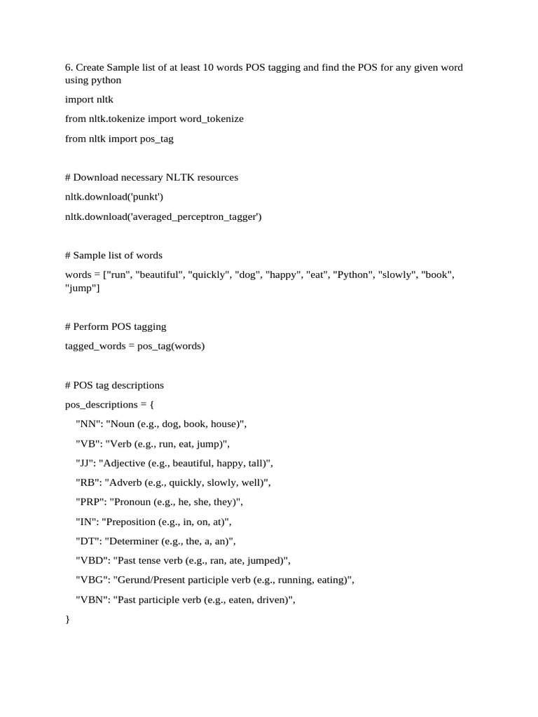 Python POS Tagging Example Guide | PDF