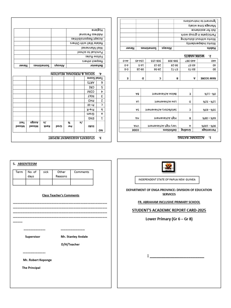 Report Card For Ace - 2025 | PDF