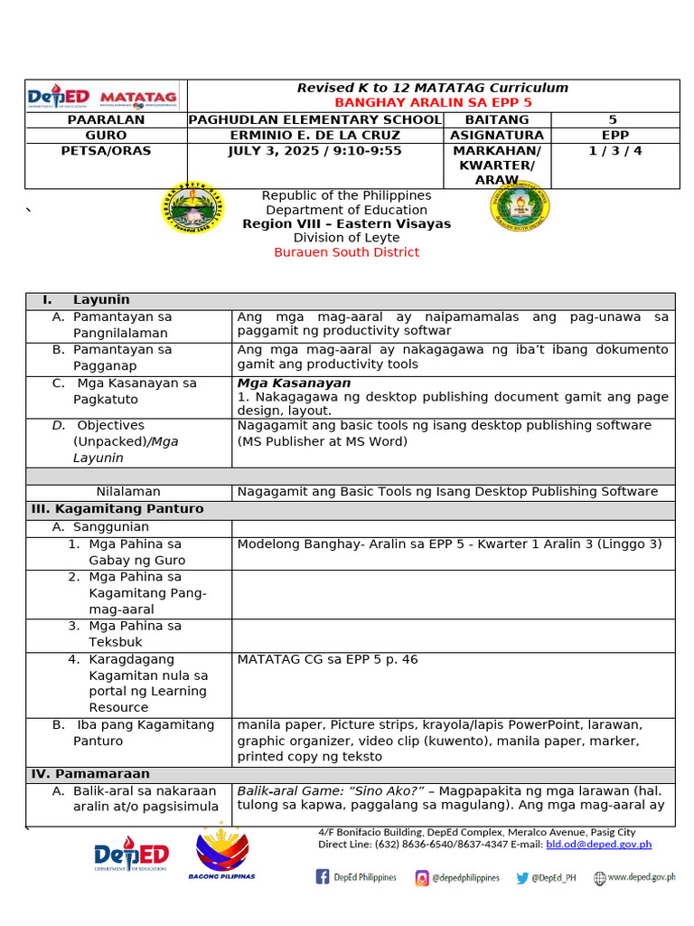 EPP DLP WEEK 3 Day 4 | PDF