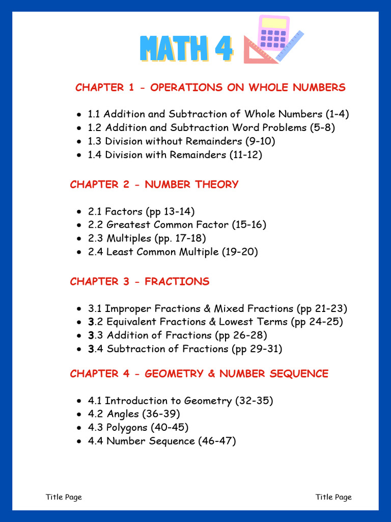 Mathematics 4 Ay 2024-2025 | PDF | Division (Mathematics) | Multiplication